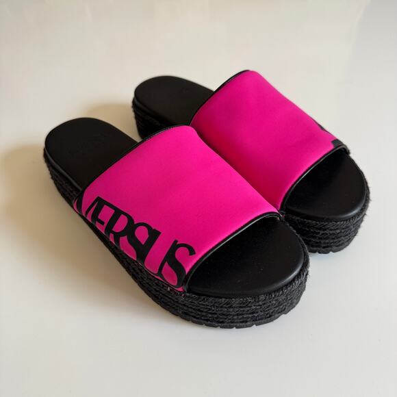 Versus Versace | Shoes | Versace Versus Logo Pink Platform Espadrille ...